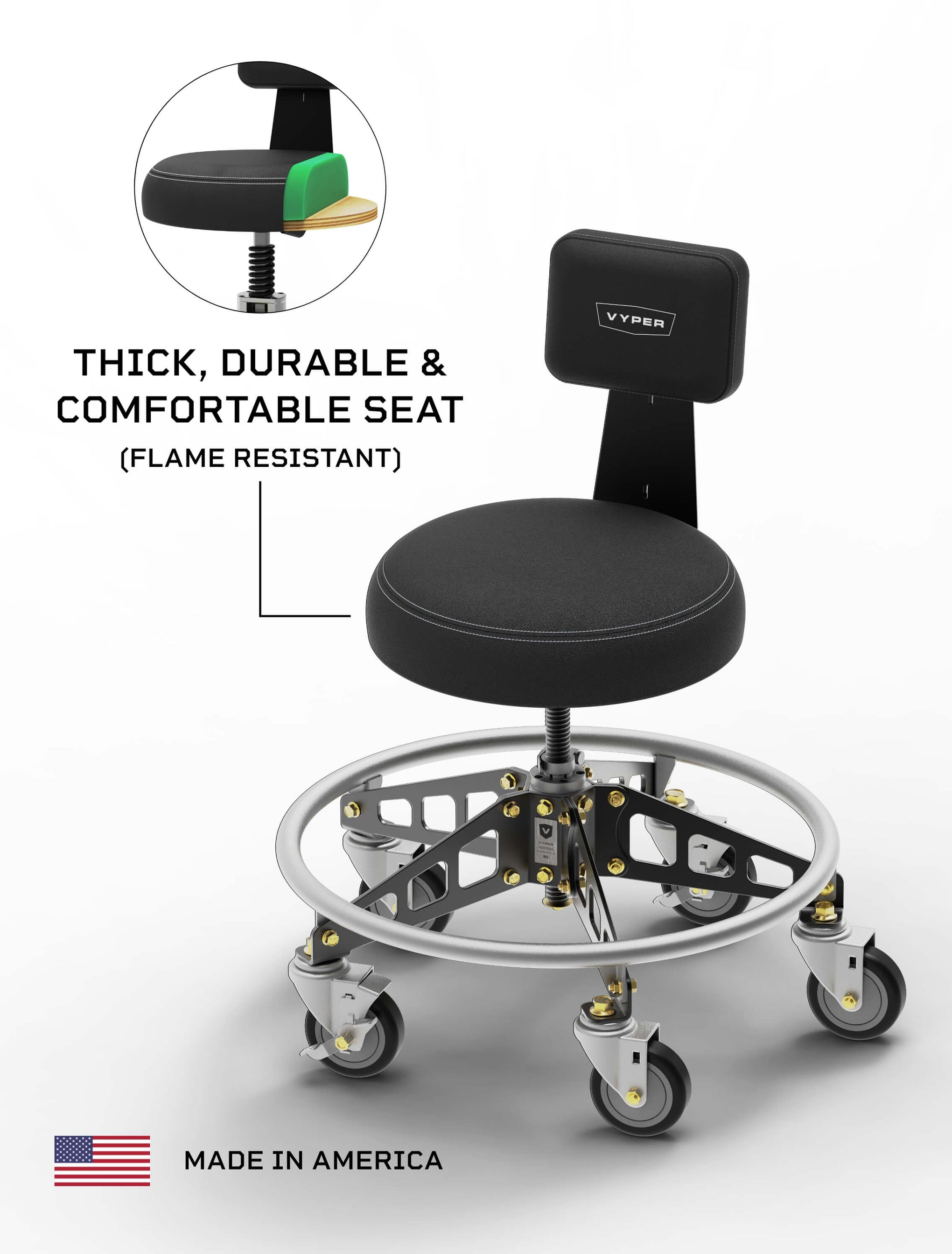 Best Garage Chair With Wheels | Robust Steel Max – Vyper Industrial