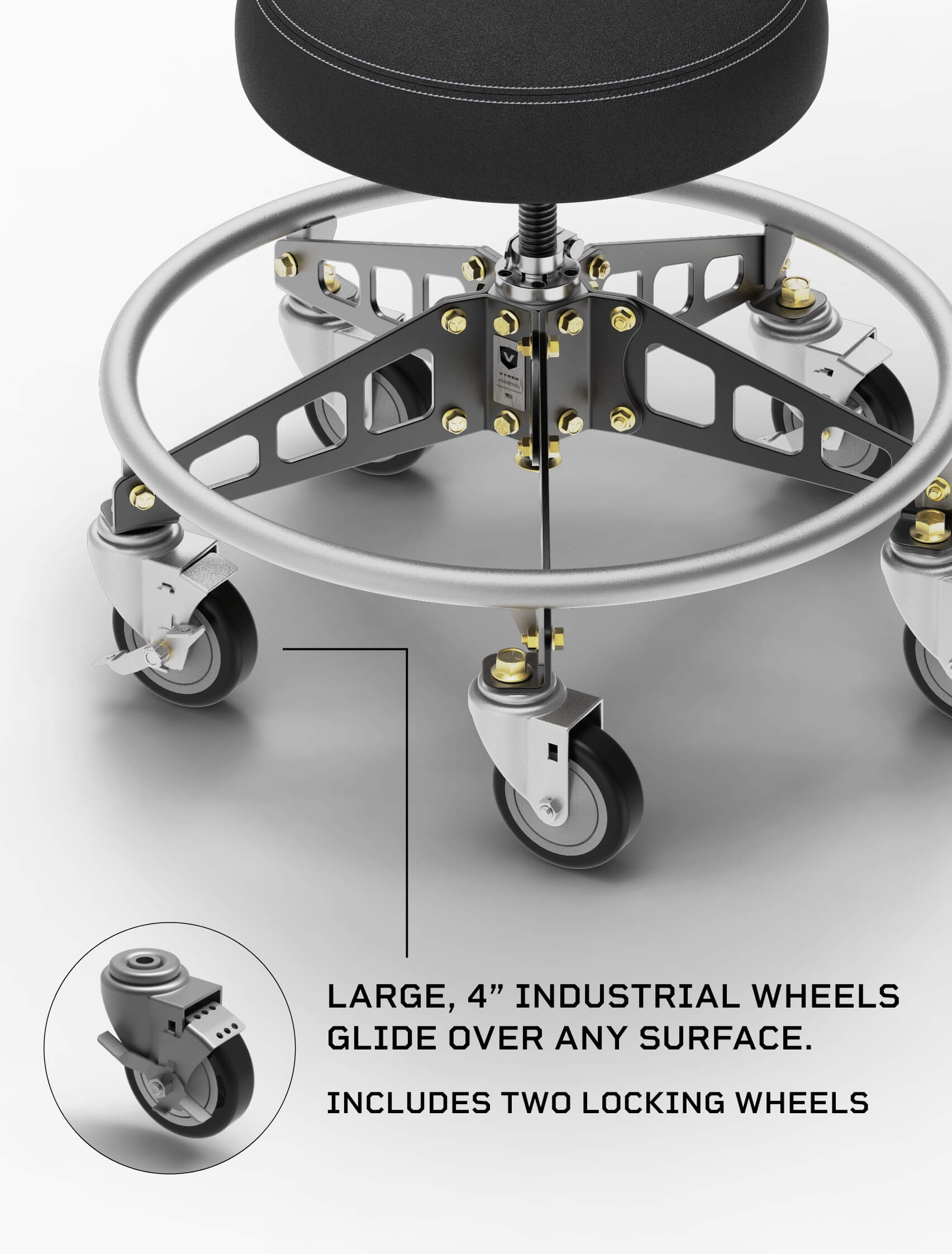 Best Garage Chair With Wheels | Robust Steel Max – Vyper Industrial